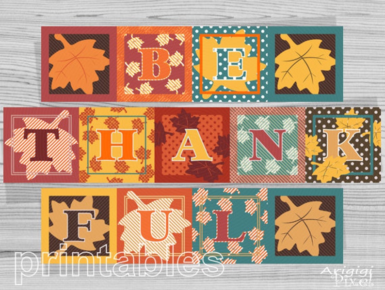 Be Thankful Banner Printable Thanksgiving decor family | Etsy