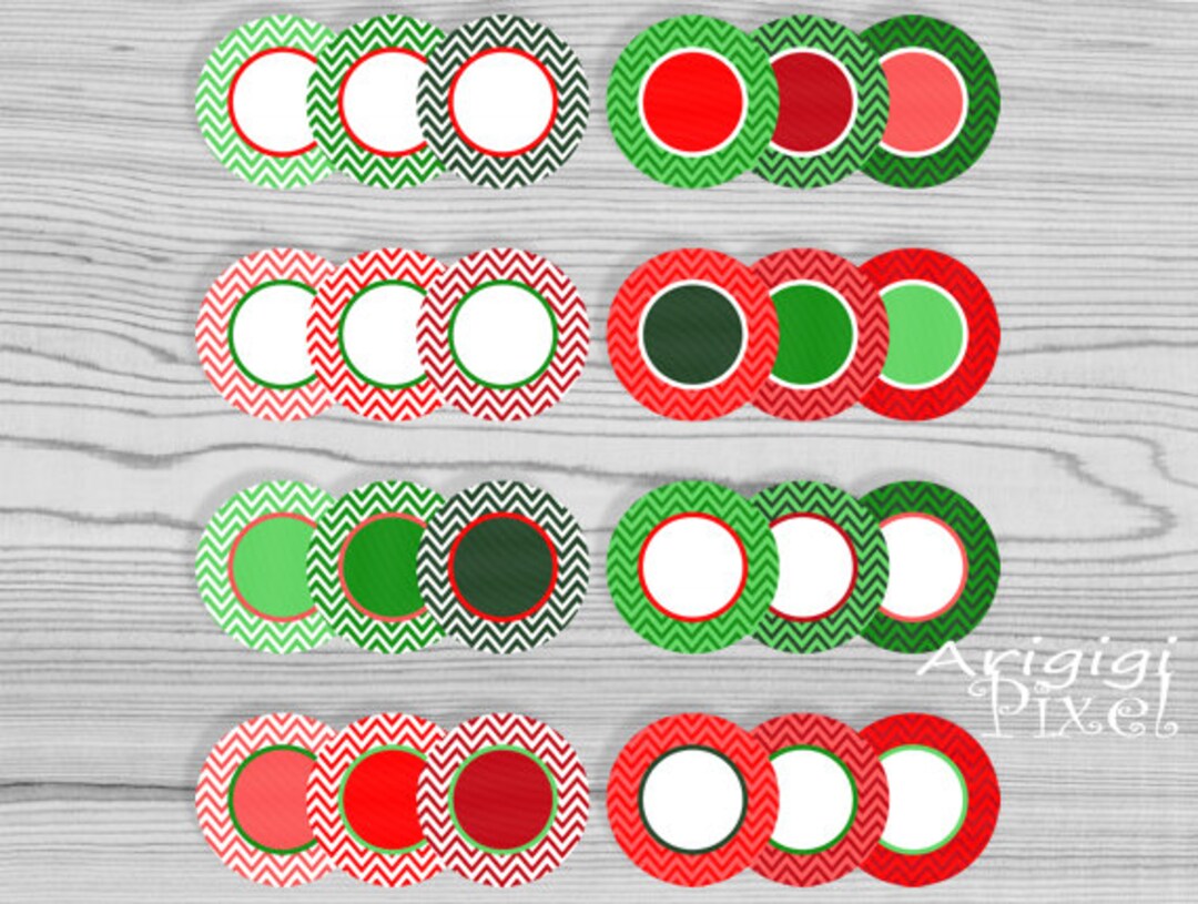 Christmas Chevron Circles Clipart Set Digital Round Frames Clipart ...