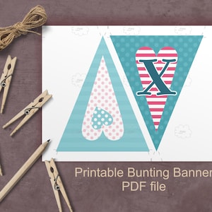 Valentine XOXO Bunting Banner Printable Valentine's Day Decoration Pink ...
