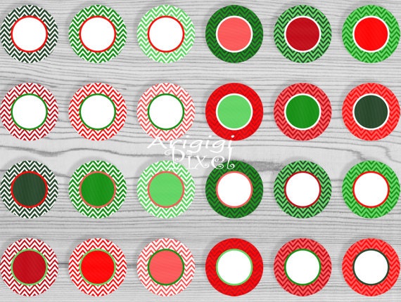 Christmas Chevron Circles Clipart Set - Digital Round Frames Clipart ...