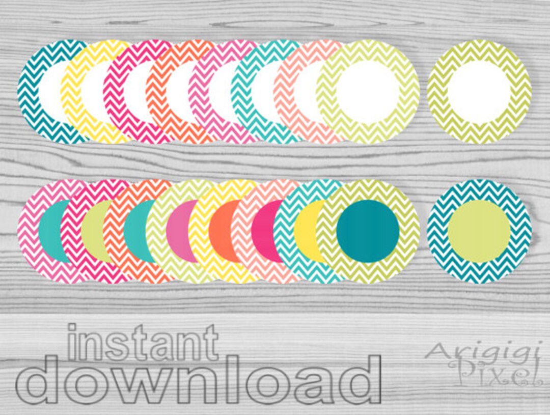 Instant Download Circles Clipart Set - Chevron Round Frames Clip Arts ...