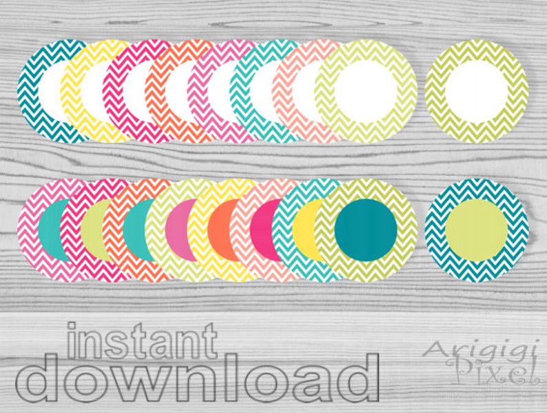 Instant Download Circles Clipart Set Chevron Round Frames - Etsy
