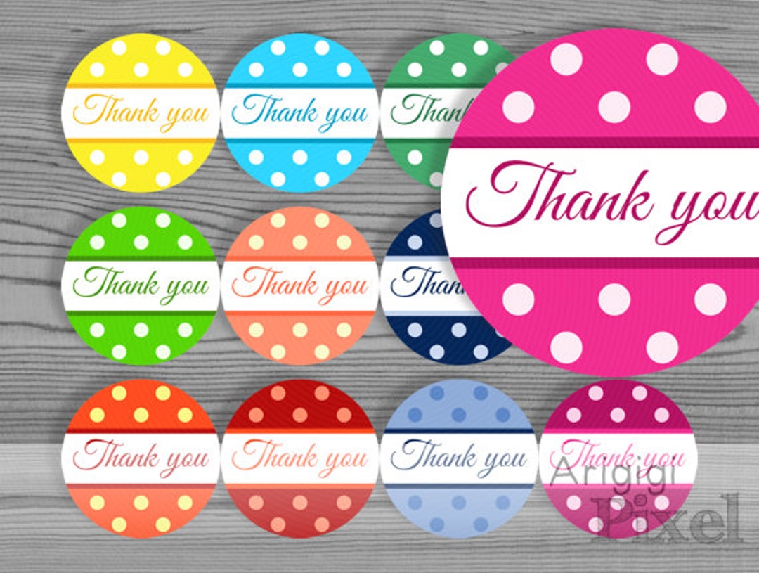 Printable Round Thank You Labels Polka Dot Circle 2.5 Inch Size ...