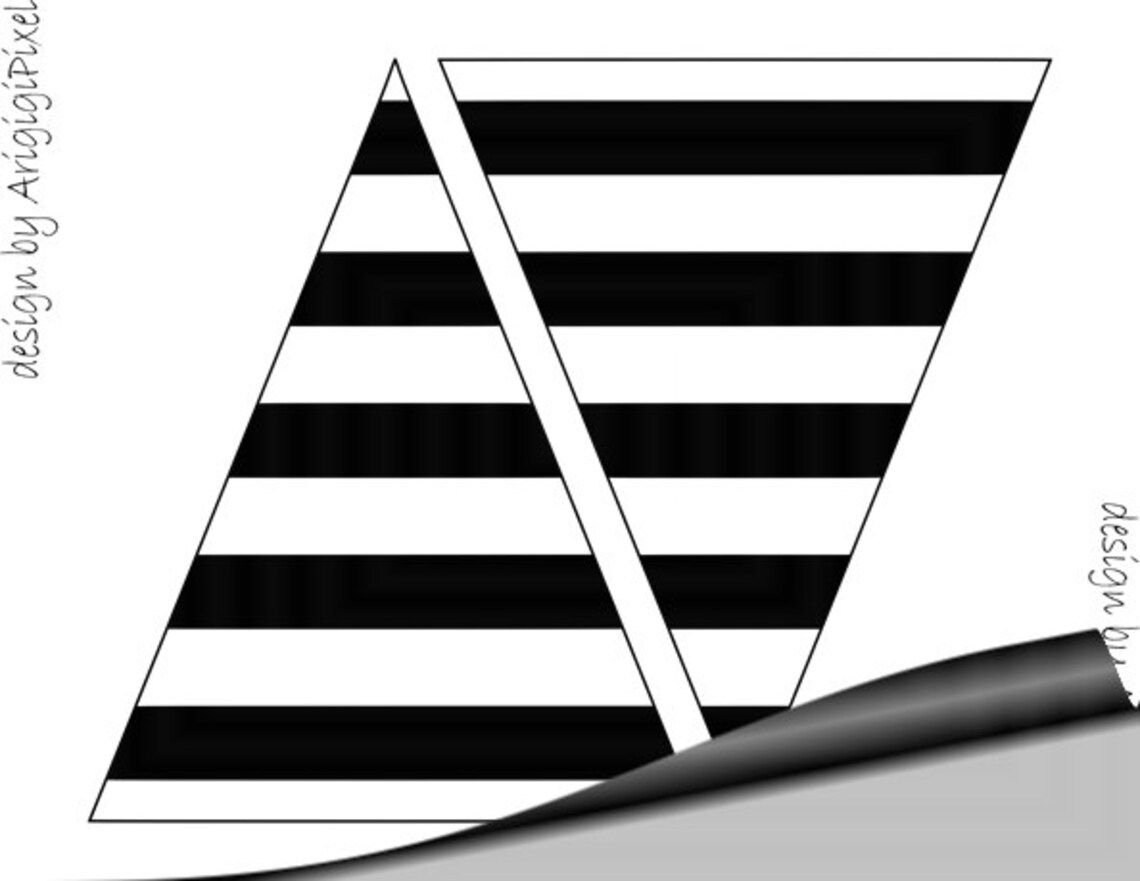 Instant Download Printable Striped Pennants Black and - Etsy