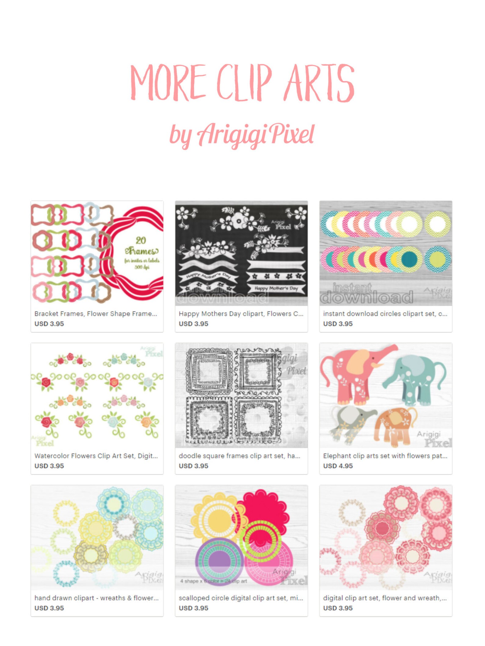 Doodle square frames clip art set hand drawn digital graphic | Etsy