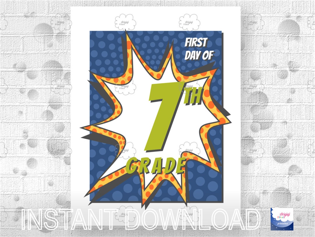 Printable School Yearbook Photo Prop for First Day of School 7th Grade ...