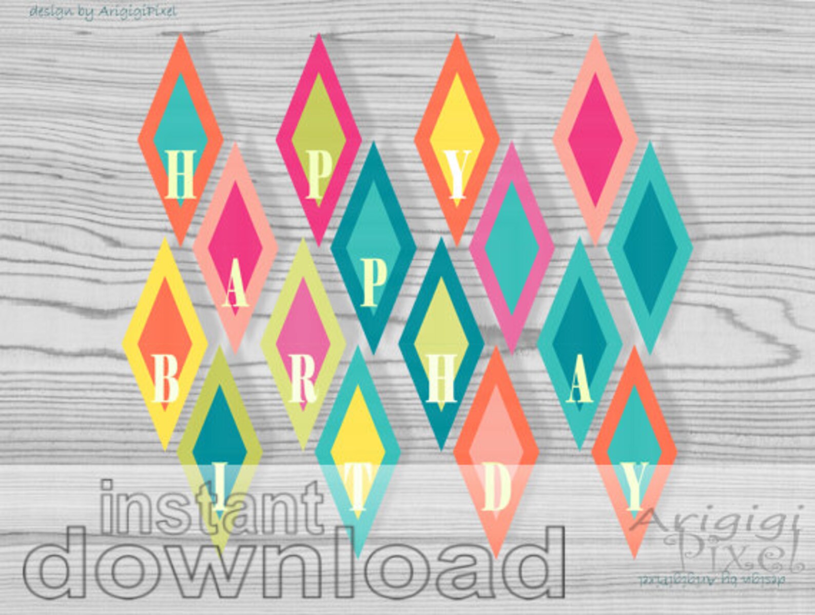 Printable Bunting Cake Topper Happy Birthday Cake Bunting Cake Smash ...