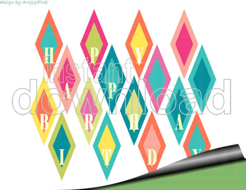 Printable Bunting Cake Topper Happy Birthday Cake Bunting Cake Smash ...