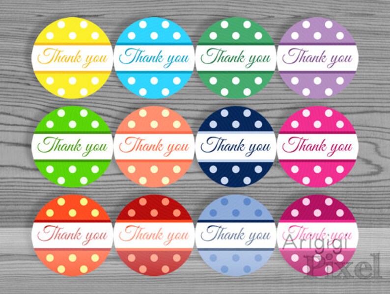 Printable Round Thank You Labels Polka Dot Circle 2.5 Inch Size ...