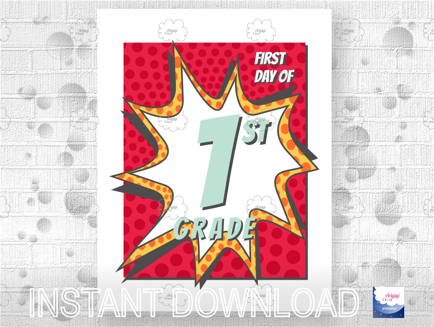 First Day of 1st Grade Cartoon Style Photo Prop for - Etsy