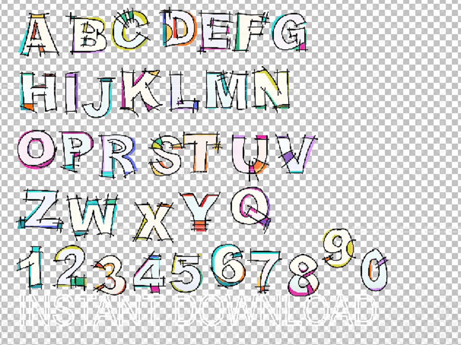 Hand Lettering Alphabet Clipart Creative English Letters A - Etsy Canada