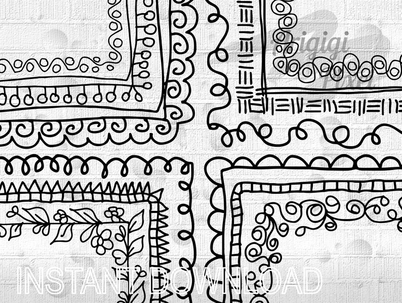 Doodle Square Frames Clip Art Set Hand Drawn Digital Graphic - Etsy