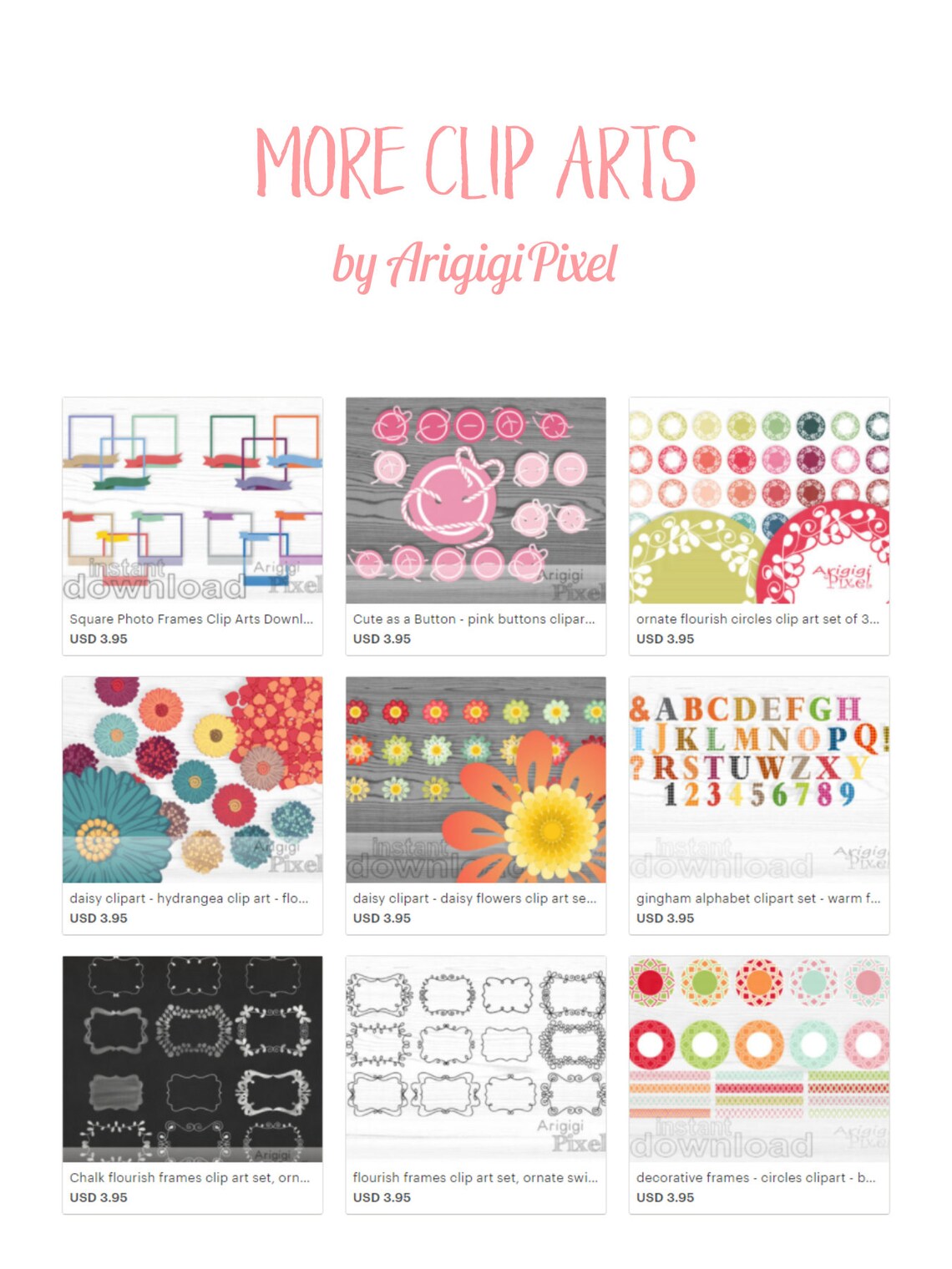 Doodle square frames clip art set hand drawn digital graphic | Etsy