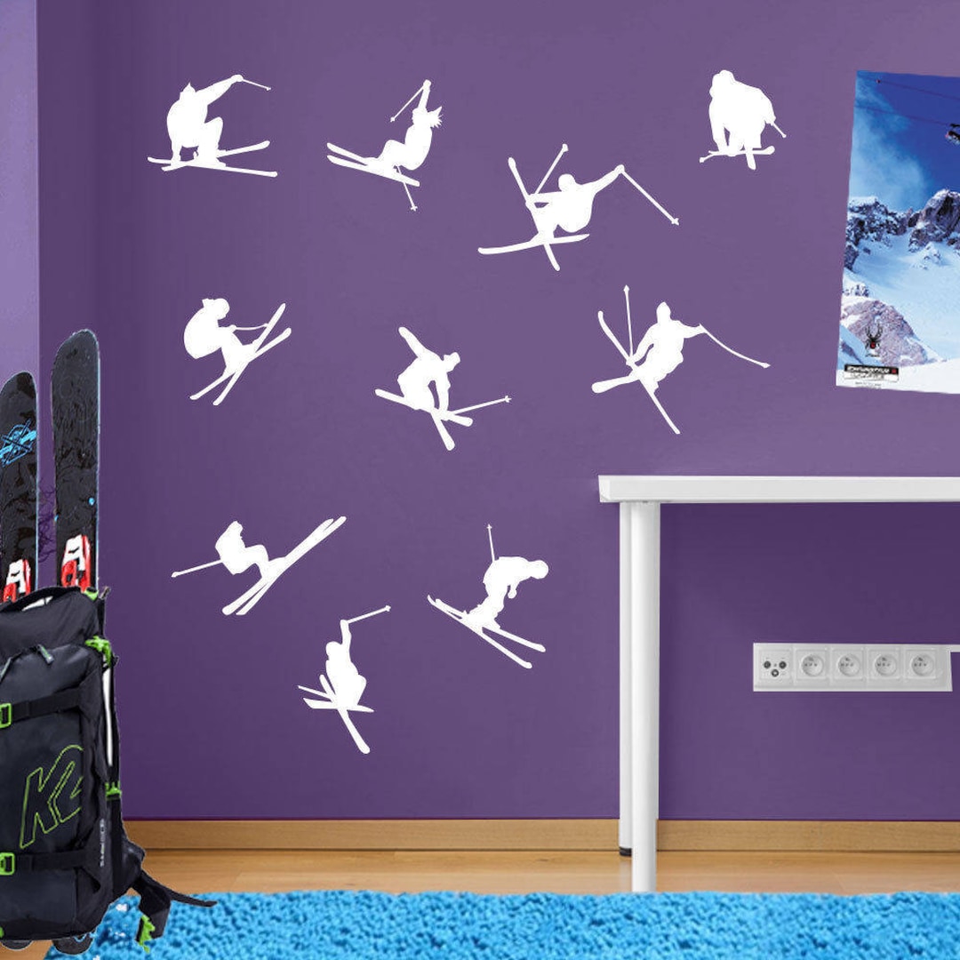 Skiing Ski Snow Jumps Tricks Sports Matt Wall & Window Stickers Decal ...