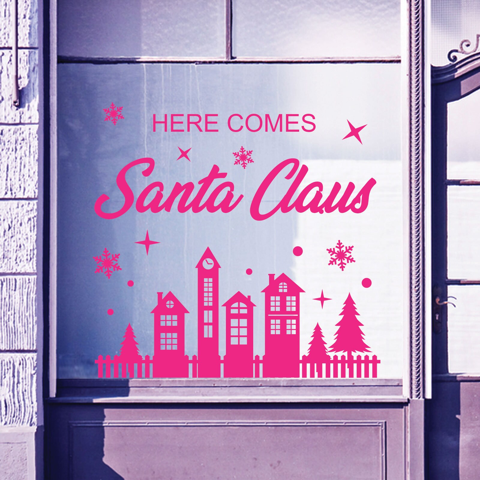 Christmas Shop Window Santa Xmas Baubles Decal Display Wall | Etsy