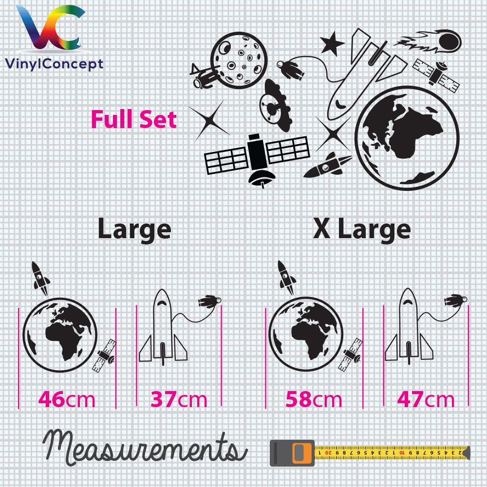 Earth Space Ship Rocket Satellite Wall Window Stickers Decals | Etsy