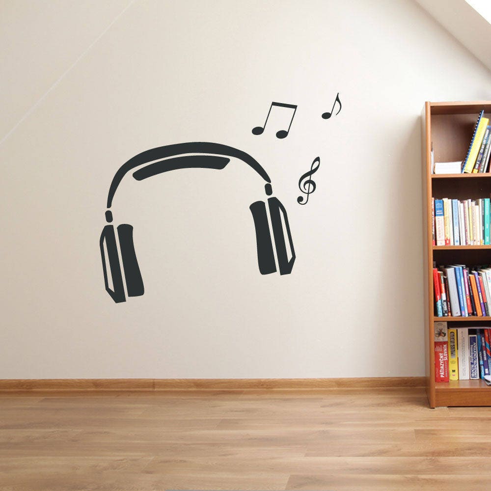 Headphones and Music Notes Wall Sticker A68 - Etsy UK