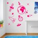 Earth Space Ship Rocket Satellite Wall Window Stickers Decals Kids ...