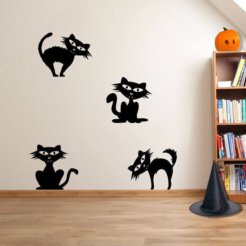 Halloween Spooky Cats Party Creepy Decoration Window Stickers - Etsy