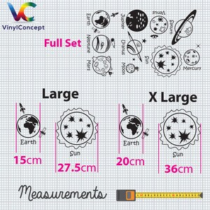 Planets Sun Moon Solar System Space Wall Window Stickers Decals Kids ...