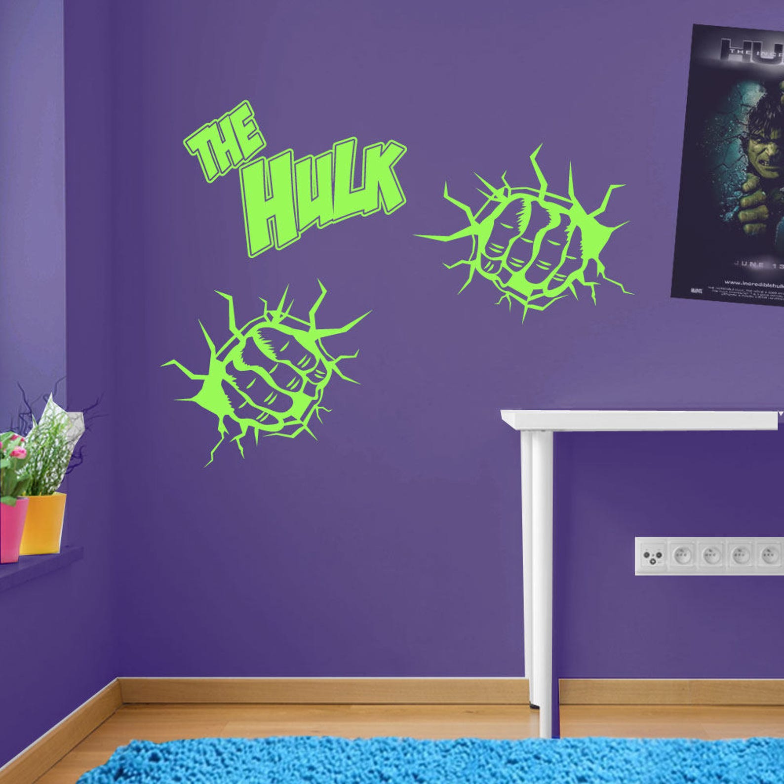 Hulk Two Fists Wall Stickers Decals Kids Decor Window Fun Vinyl ...