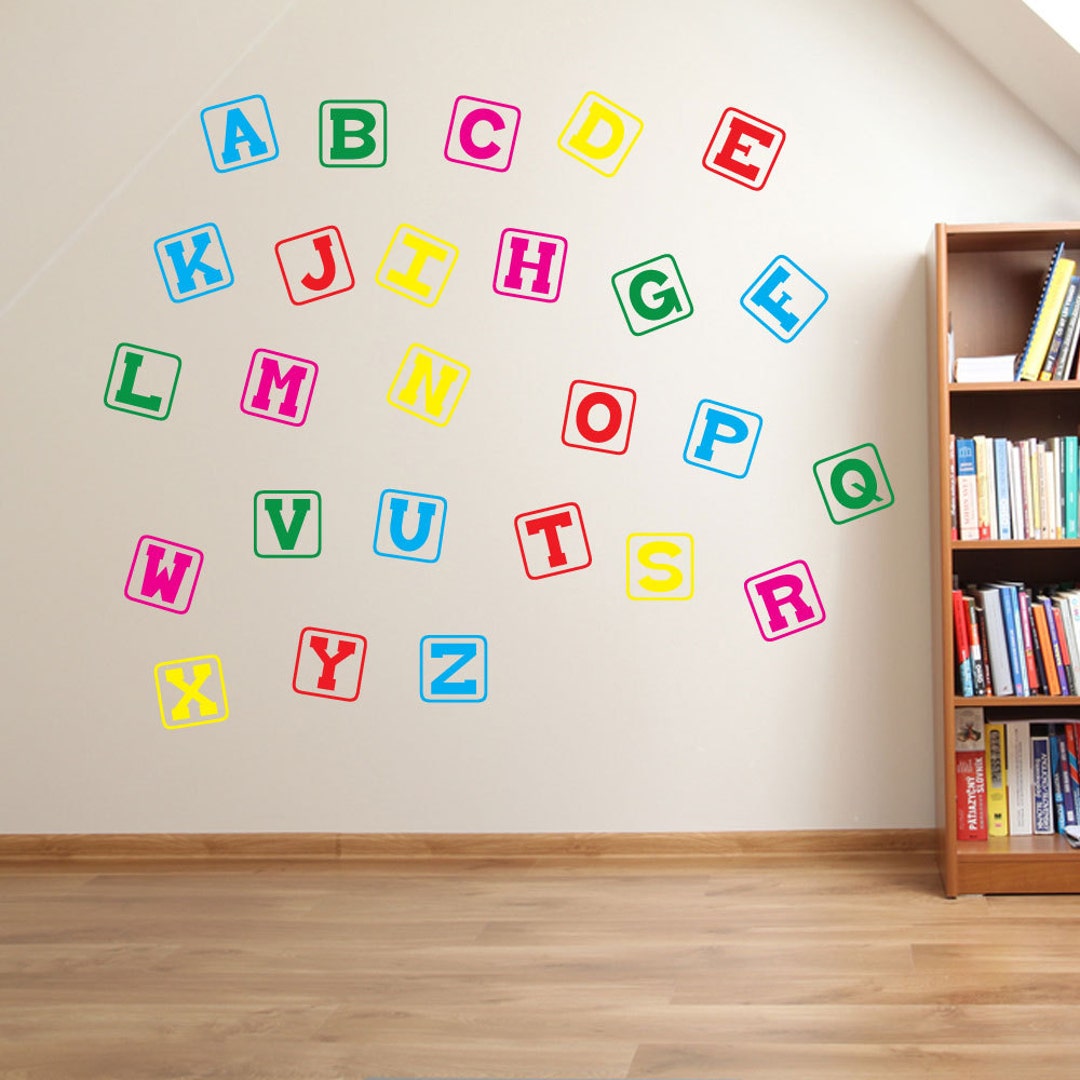 Block Alphabet 2 Wall Stickers Kids Nursery Play Room Home Art ...