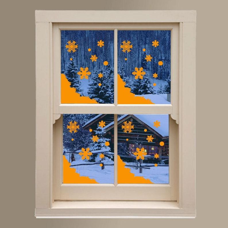 Christmas Xmas Display Shop Window New Snow Flakes Snowy Decals ...