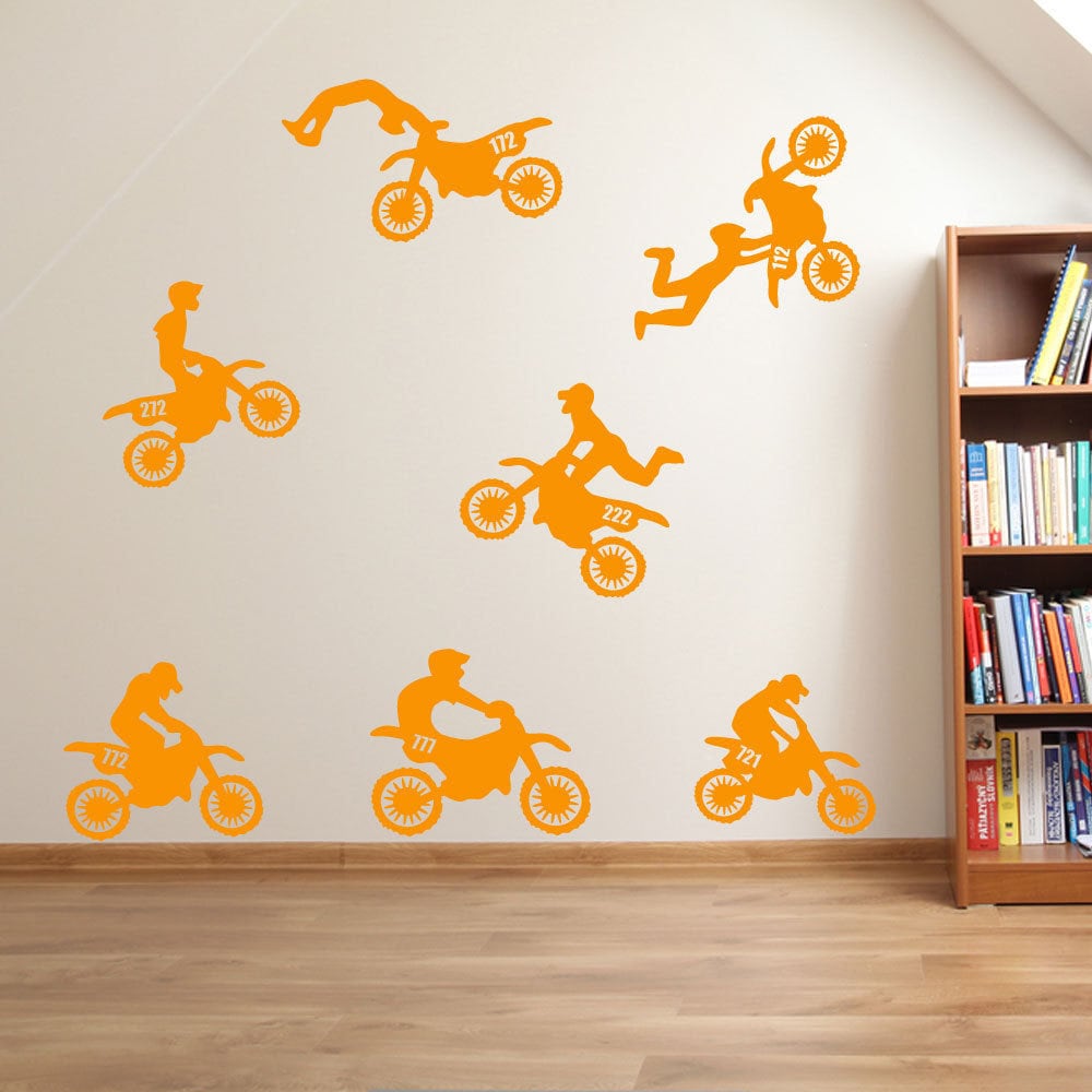 Motorbike Stunt Rider Sticker Set A61 | Etsy