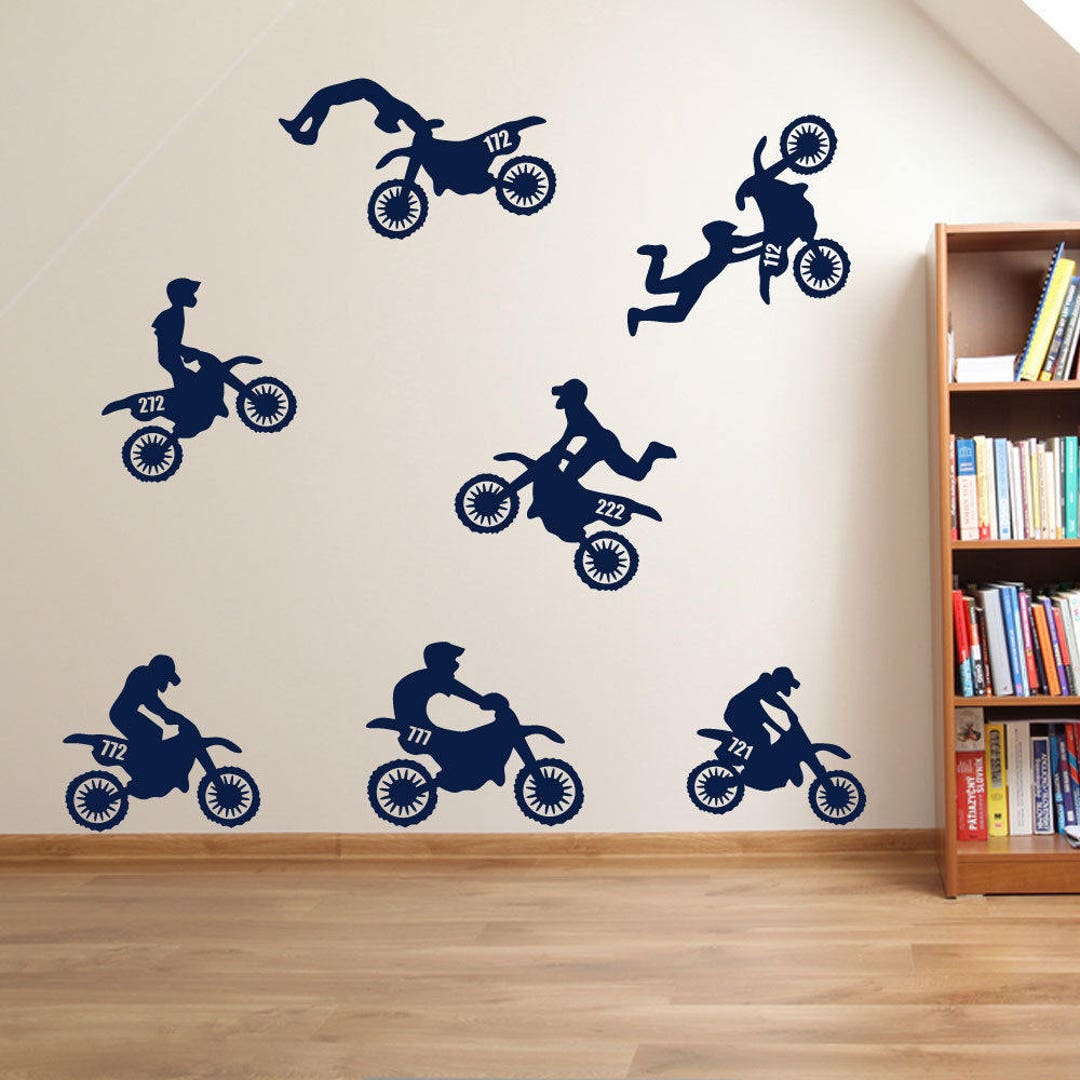 Motorbike Stunt Rider Sticker Set A61 - Etsy