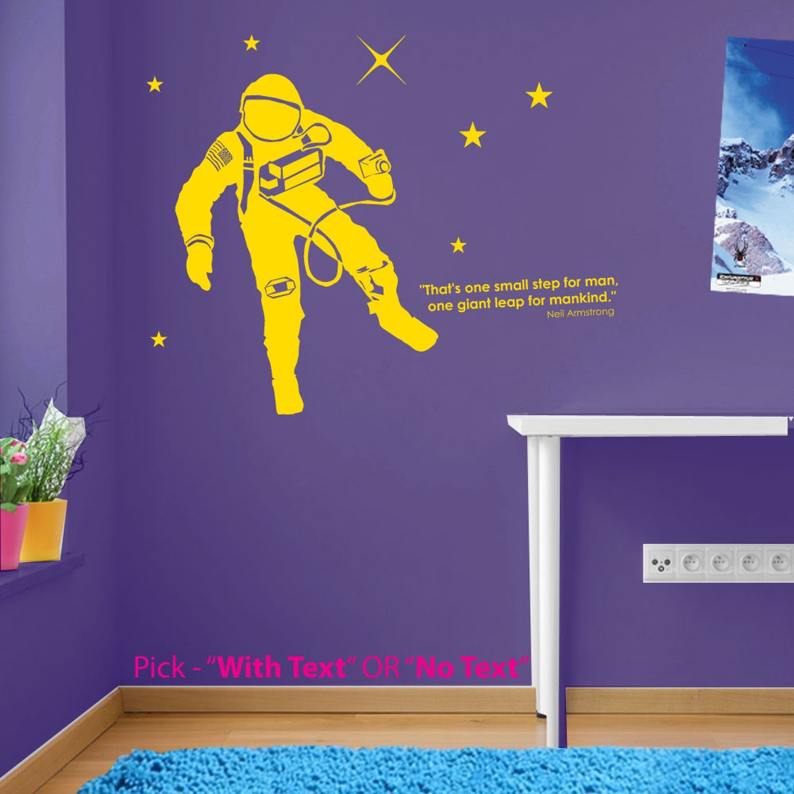 Astronaut Quote Armstrong Wall Stickers Decals Kids Decor Window ...