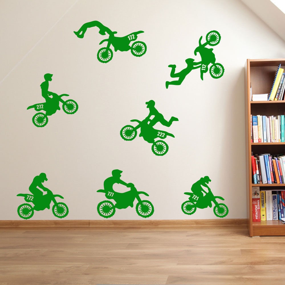 Motorbike Stunt Rider Sticker Set A61 | Etsy