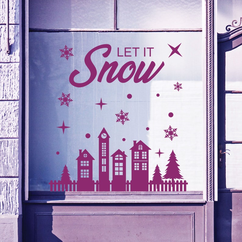 Christmas Shop Window Let Snow Baubles Decal Display Wall | Etsy