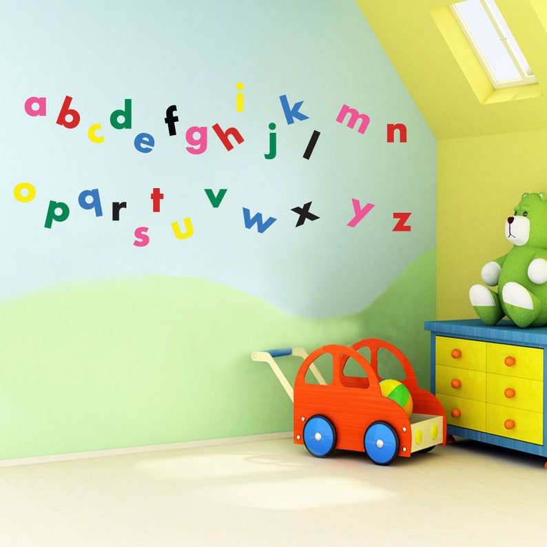 A to Z Alphabet Wall Stickers Kids Nursery Play Room Home Art ...