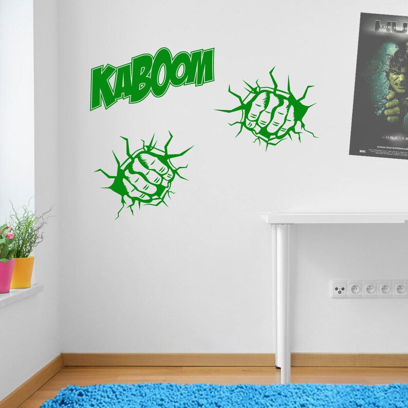 Kaboom Two Fists Hands Smash Wall Sticker Decal Kid Decor | Etsy