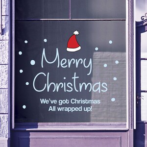 Merry Christmas Shop Window Stickers Festive Xmas Santa Sign Display ...