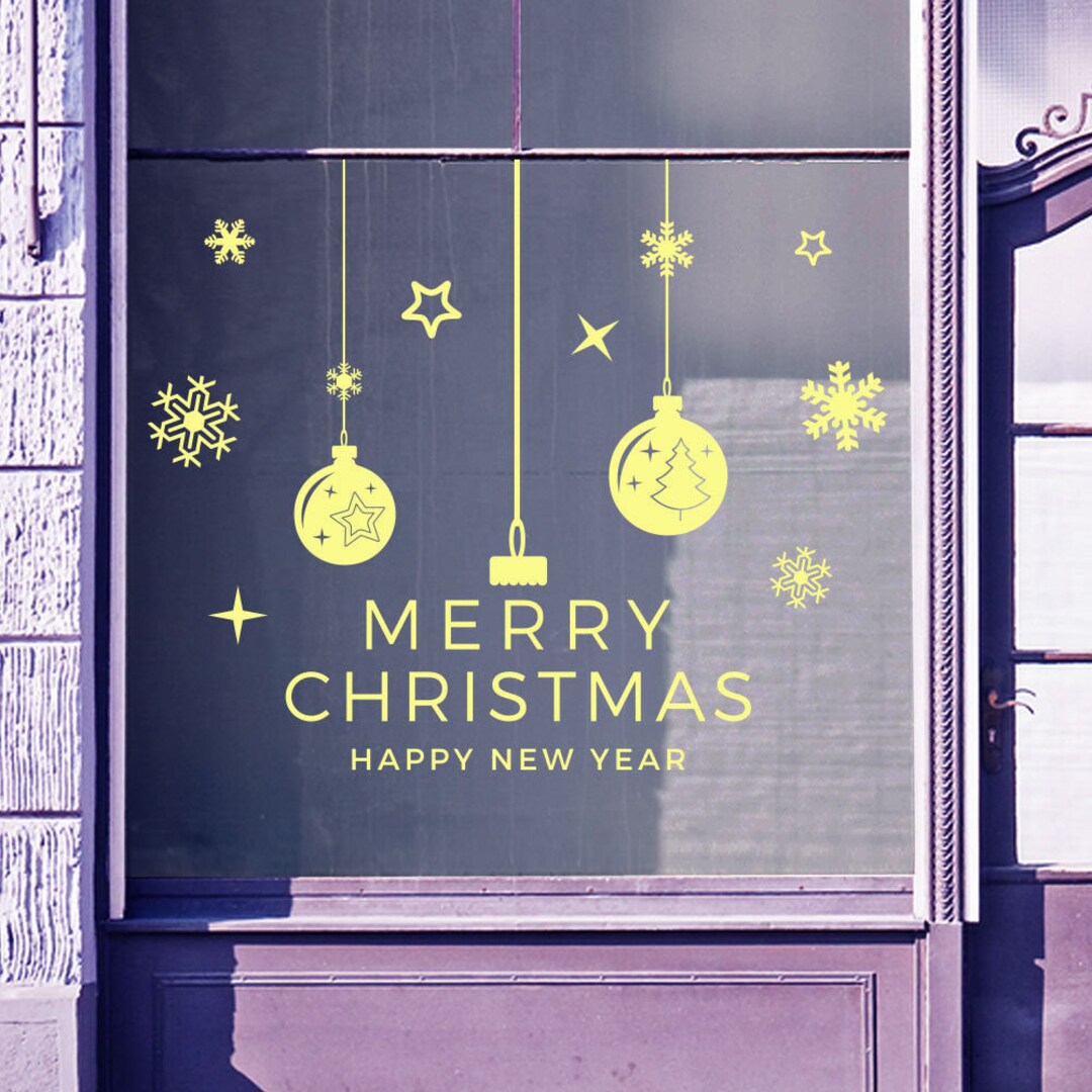 Merry Christmas Xmas Santa Display Snow Flake Window Vintage Decals ...