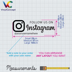 Follow Us Instagram Sign Shop Window Display Store Decal Stickers ...