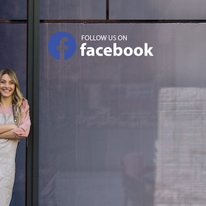 Follow Us Facebook Sign Shop Window Display Store Decal Stickers ...