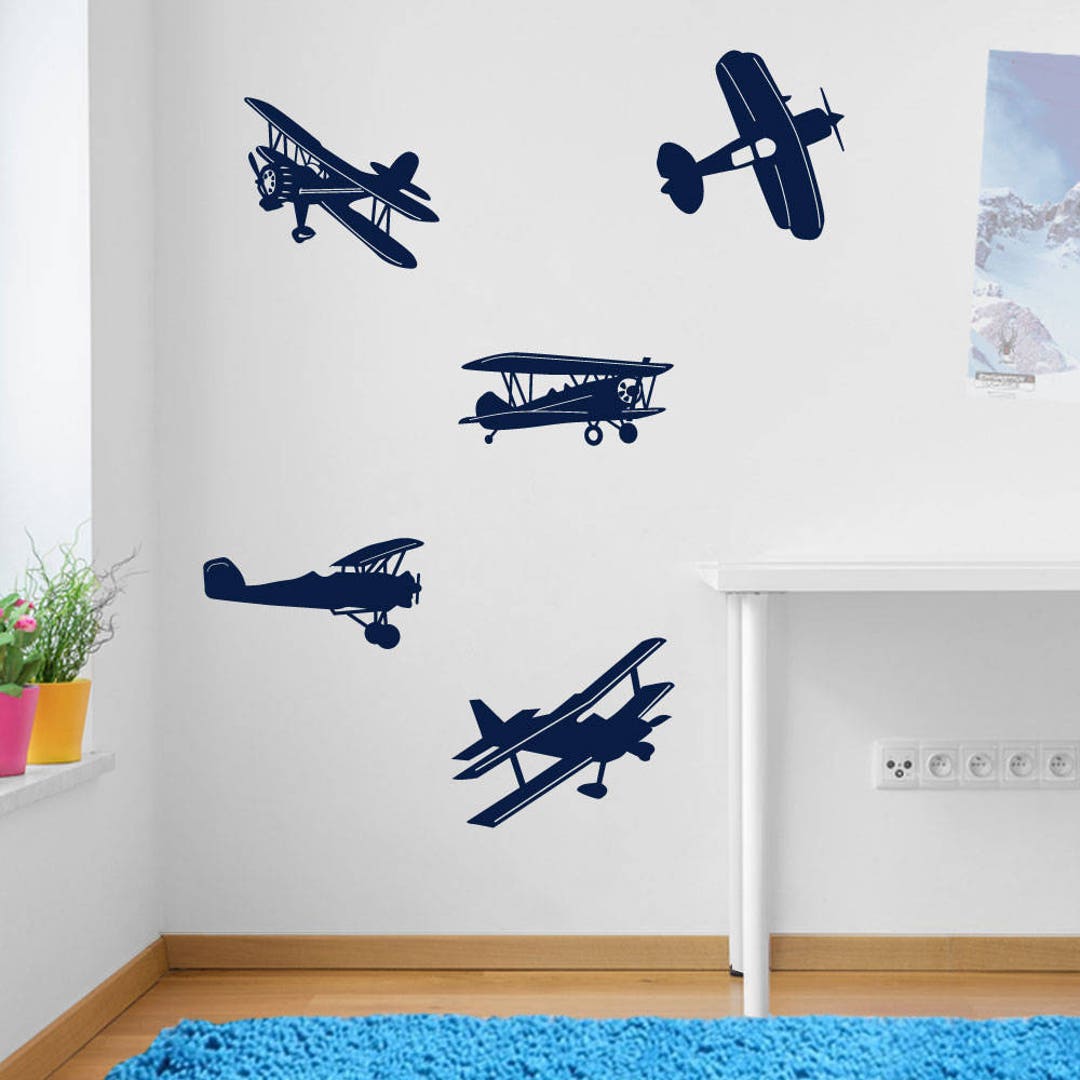 Planes Aircraft Wall Stickers Decal Kids Decor Window Fun Vinyl ...