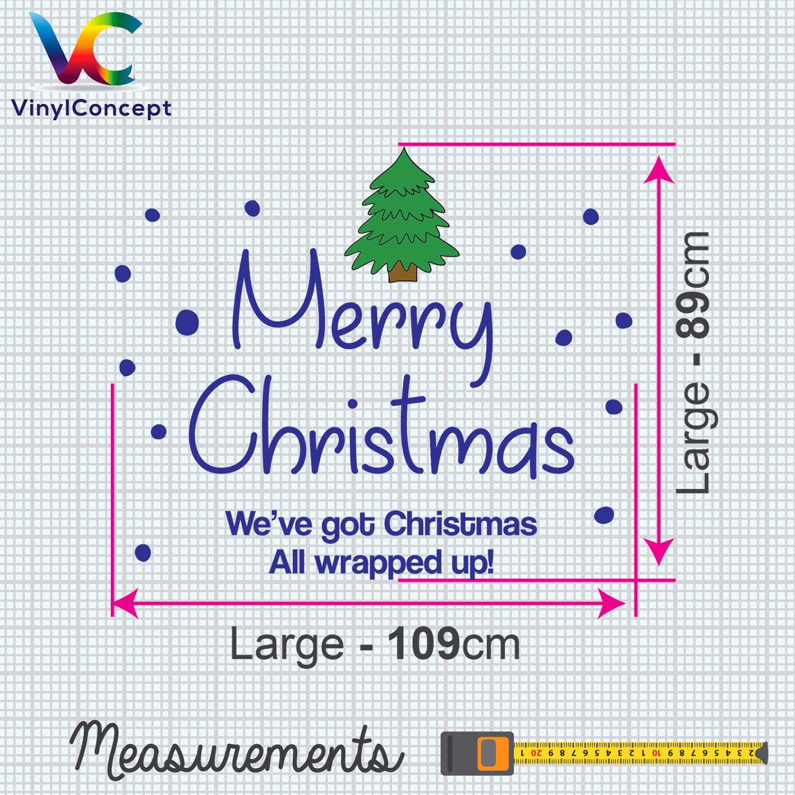 Merry Christmas Shop Window Sticker Festive Xmas Tree Sign Display ...