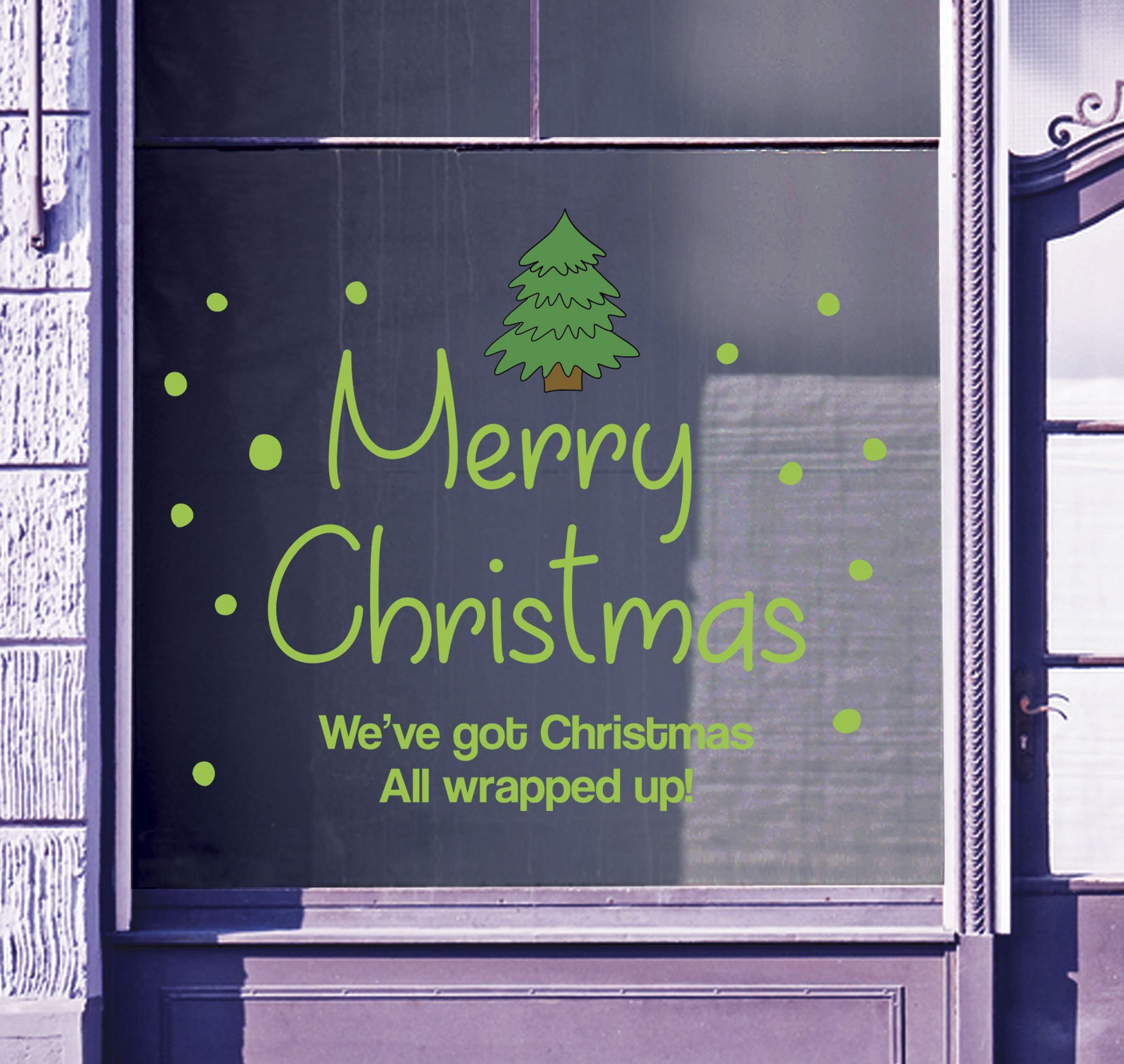 Merry Christmas Shop Window Sticker Festive Xmas Tree Sign | Etsy