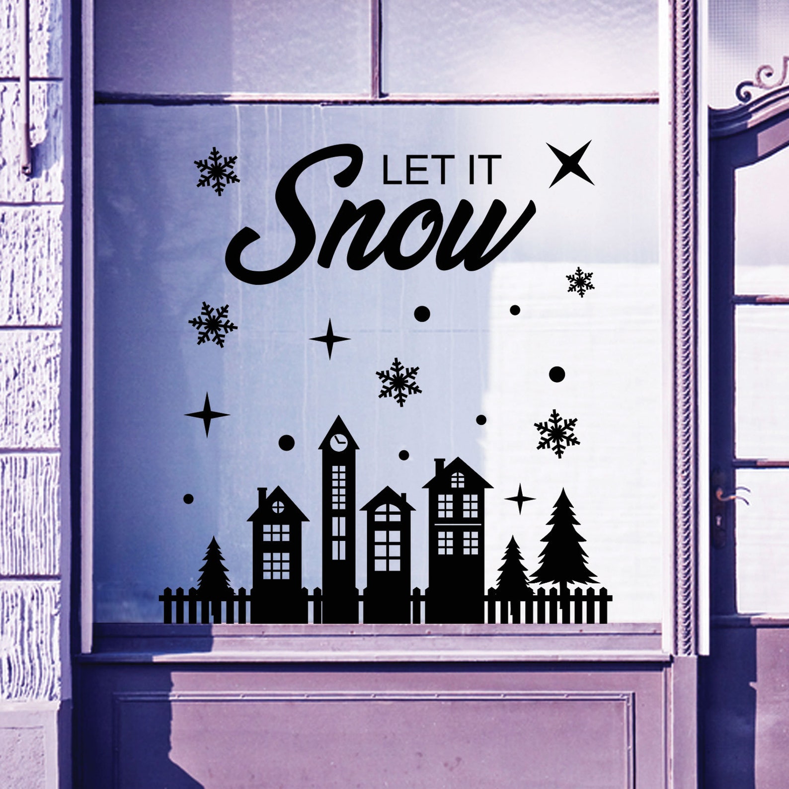Christmas Shop Window Let Snow Baubles Decal Display Wall Stickers ...