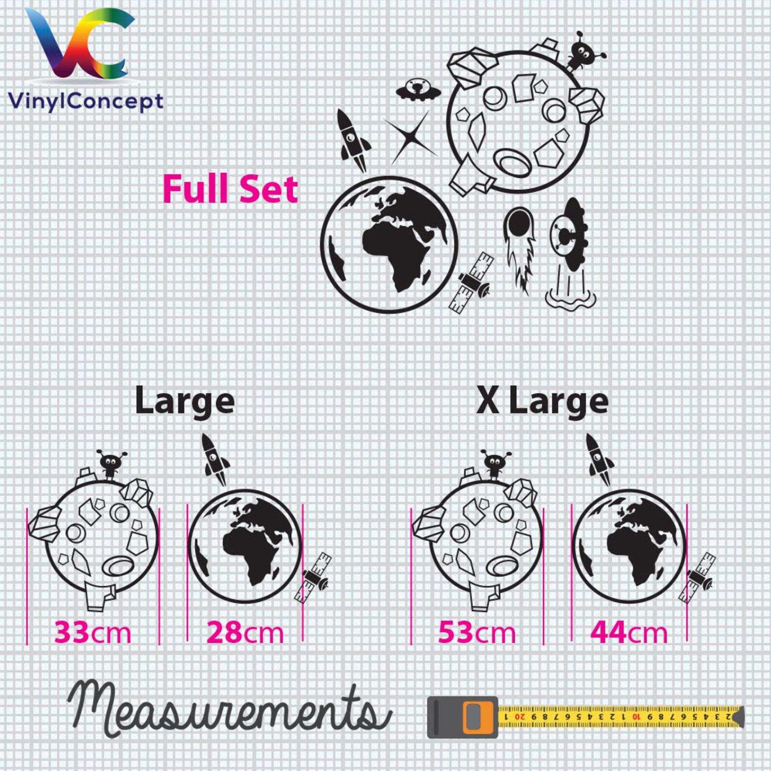 Earth Moon Alien Rocket Meteor Space Wall Window Stickers - Etsy