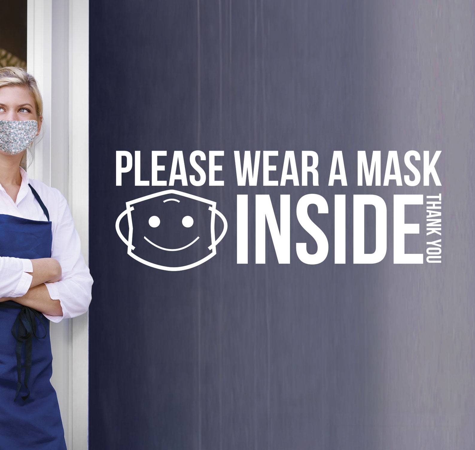 Wear Mask Signage Distance Sign Shop Window Stickers Retail Decal ...
