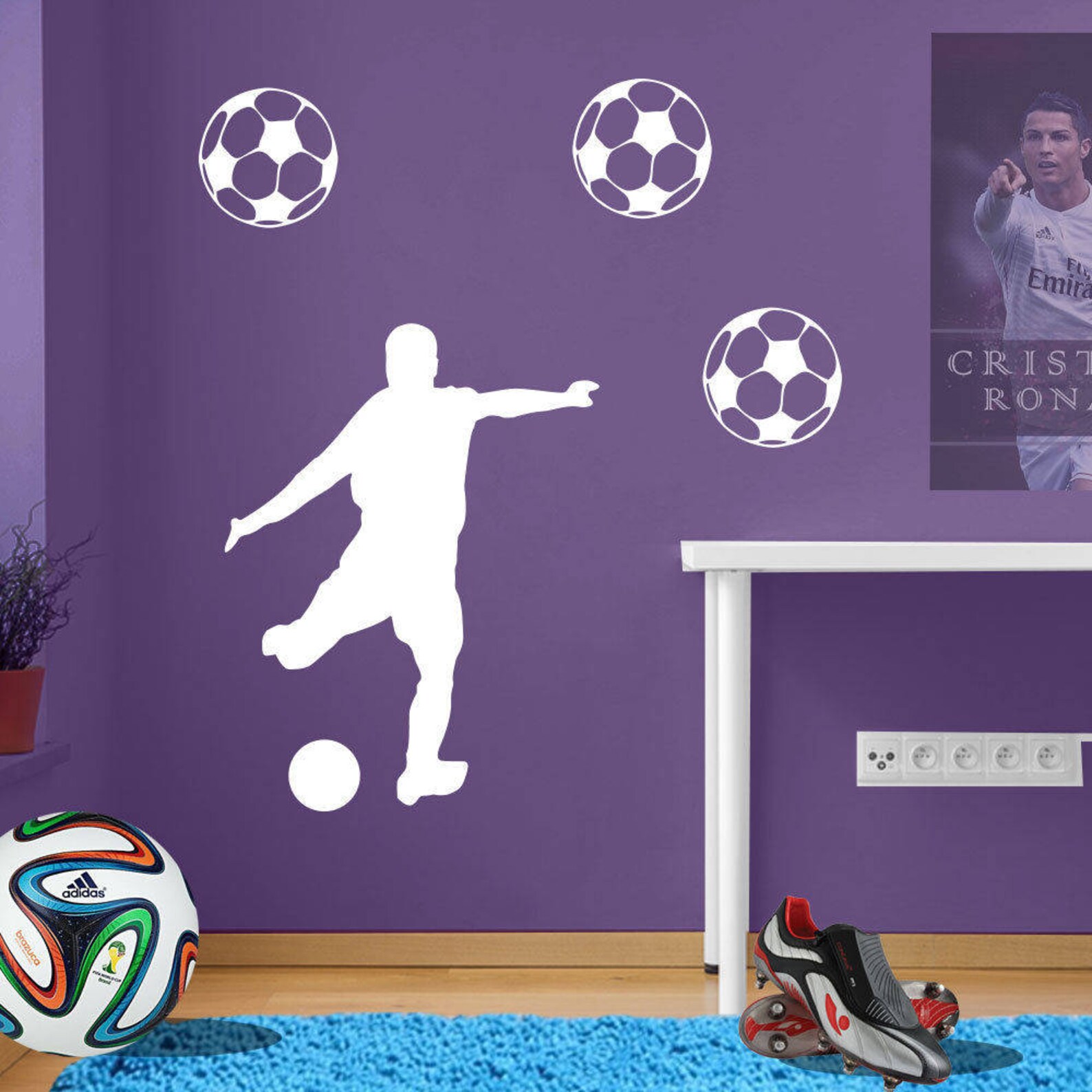 Kicking Football Player Wall Sticker A71 - Etsy