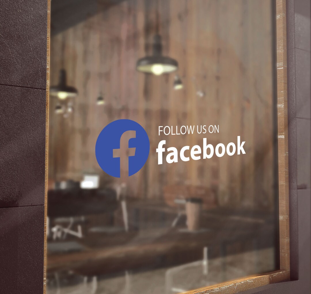 Follow Us Facebook Sign Shop Window Display Store Decal Stickers ...