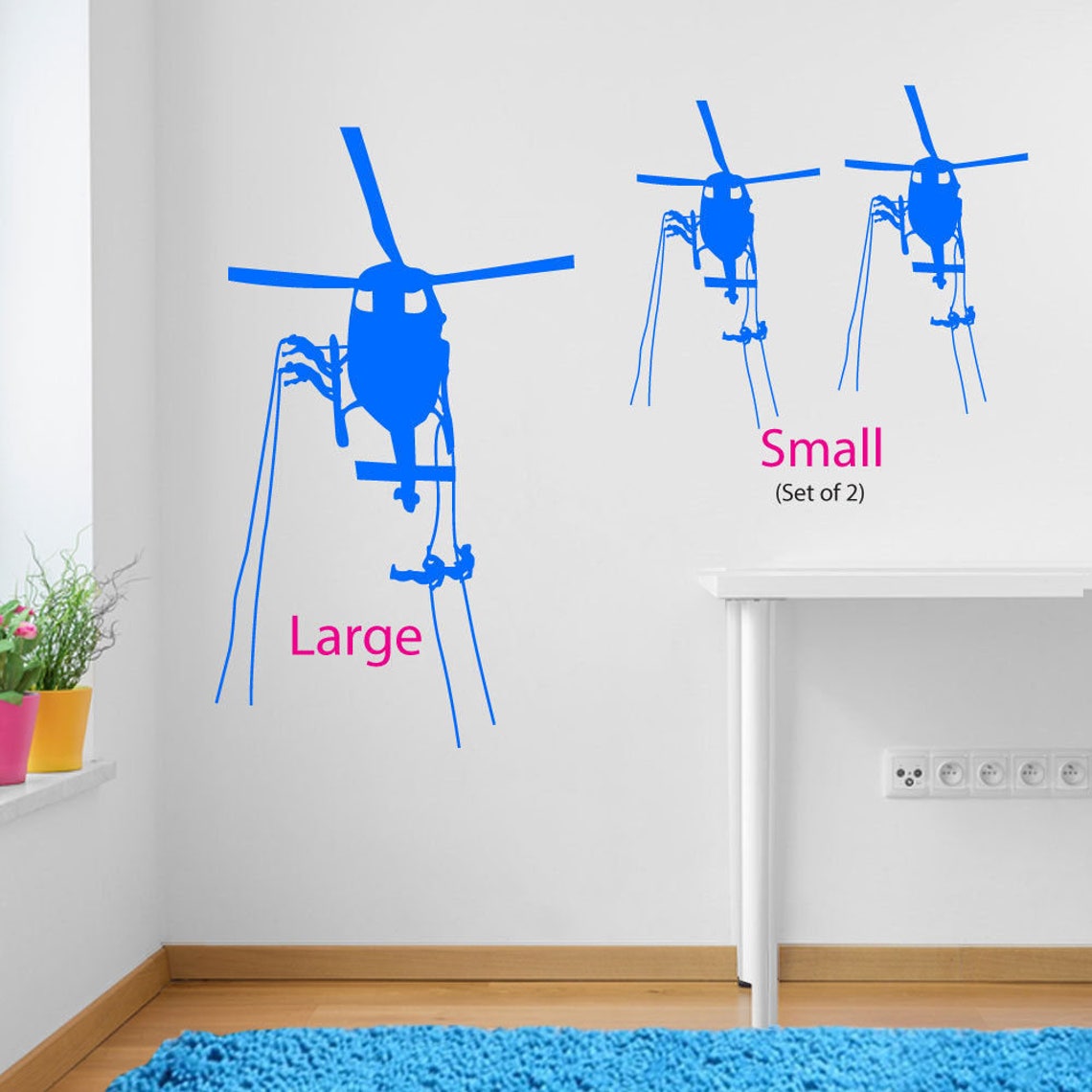 Helicopter Action Wall Sticker A100 - Etsy