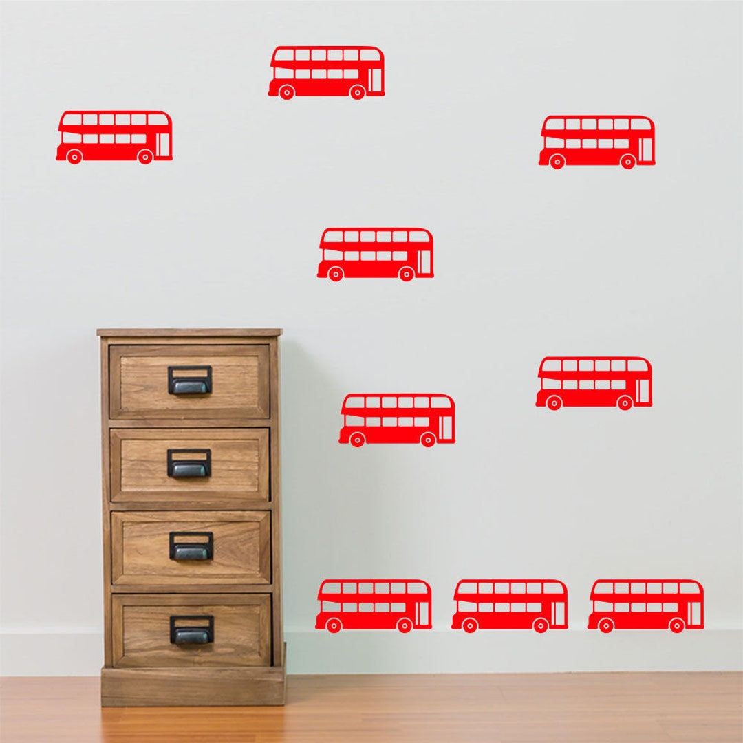 London Bus PACK 9 Old Style Buses Transport New Children Wall Stickers ...