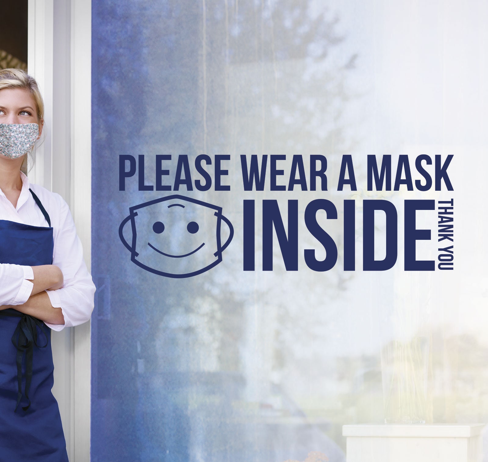 Wear Mask Signage Distance Sign Shop Window Stickers Retail | Etsy