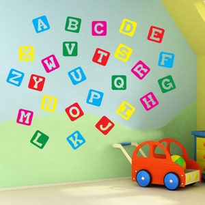 Block Alphabet Wall Stickers Kids Nursery Play Room Home Art Decoration ...